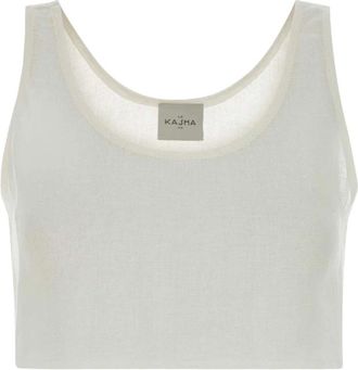 Le Kasha Femme, Tops, Blanc, Taille: 38/40 FR Tahta Cropped Linen Top