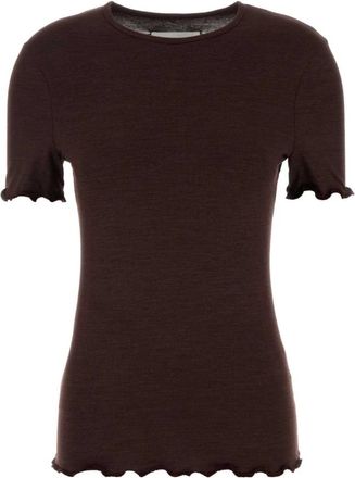 Jil Sander Femme, Tops, Brun, Taille: 38 FR T-shirt &agrave; col rond et ourlets fronc&eacute;s Jil Sander