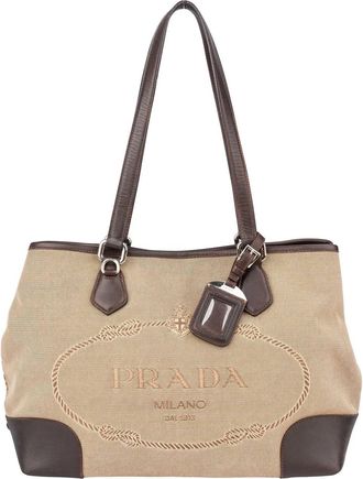 Prada Crossbody Bags - Prada Jacquard Triangle Shoulder Bag - Gr. unisize - in Braun - f&uuml;r Damen