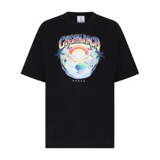 Casablanca Homme, Tops, Noir, Taille: XL T-shirt oversize &agrave; manches courtes Airspray