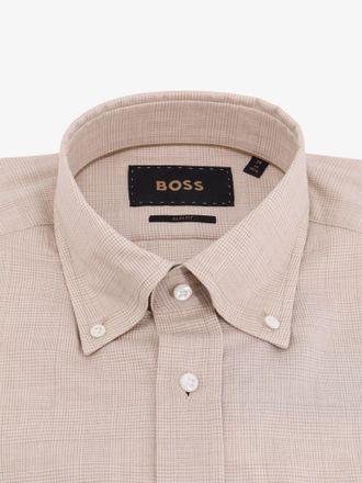HUGO BOSS Mens Shirt Cotton Beige