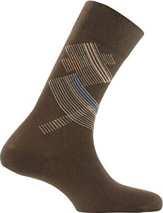 Kindy Mi-chaussettes en coton rayures obliques MADE IN FRANCE - couleur - Marron - Pointure - 39-42