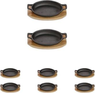 Echtwerk Servierschalen Set aus Gusseisen, Servierpf&auml;nnchen, Auflaufform mit Servierbrett, Grillpfanne, Bereits eingebrannt, F&uuml;r Back&ouml;fen, Grill, und BBQ geeig