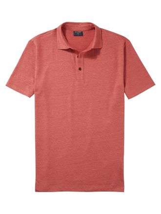 Olymp Herren Polo-Shirt Langarm Casual.Wirk,Einfarbig,Regular fit,Rosenholz 32,XXL