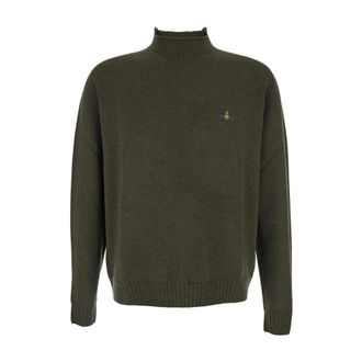 Vivienne Westwood Homme, Pulls, Vert, Taille: L Pull Col Roul&eacute; C&ocirc;tel&eacute;