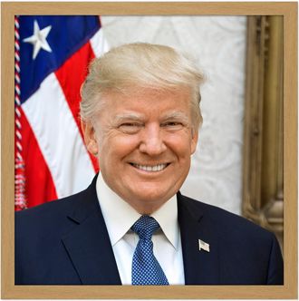 Artery8 Craighead Portrait US President Donald Trump Photo Square Wooden Framed Wall Art Print Picture 16X16 Inch Porträt Präsident Fotografieren Holz Wand Bi