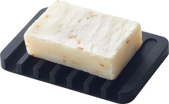 Yamazaki Tableware Yamazaki 7398 FLOW Seifenablage aus Silikon, schwarz, Silikon, minimalistisch, 11.5 x 8 x 1 cm