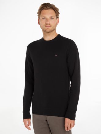 Tommy Hilfiger Rundhalspullover TOMMY HILFIGER PIMA ORG CTN CASHMERE CREW NECK, Herren, Gr. XXL, schwarz, Obermaterial: 92% Baumwolle, 8% Kaschmir, Rundhals, Pullove