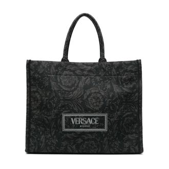 Versace Schwarze Barocco Jacquard Tote Tasche - - Bags - Herren - Schwarzk - ONE SIZE