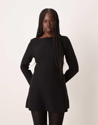 Vila Mini-Strickkleid in A-Linie in Schwarz