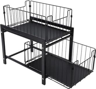 Generic Taidda &Eacute;tag&egrave;re &agrave; &eacute;pices Extractible Sous &eacute;vier &agrave; 2 Niveaux en Fer pour Comptoir de Cuisine, &eacute;tag&egrave;re de Rangement, Armoire de Salle de Bain, Organisate