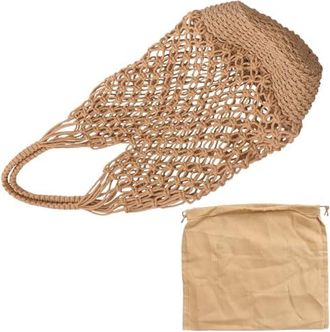 Garneck Paquet Tiss&eacute; En Paille Naturelle Vintage Pour Femme Paquet Filet De P&ecirc;che L&eacute;ger Bucket Marron Clair Accessoire Mode Pour Voyage Et Quotidien Grosse Ta