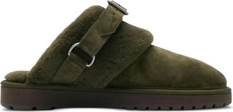 Burberry Homme, Chaussures, Vert, Taille: 40 EU Sabots en daim doubl&eacute;s de shearling