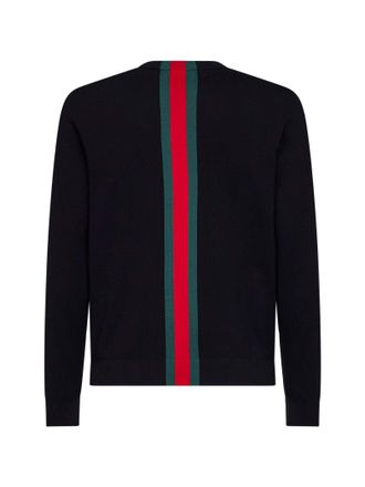 Gucci Mens Crewneck Knit Sweater Black Wool