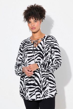 Miamoda Satinbluse Schlupfbluse A-Linie Musterstreifen Ballon-Langarm