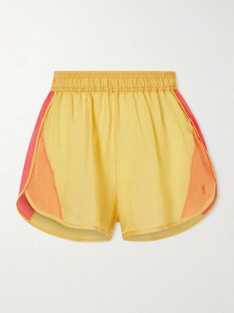 Saint Laurent Color-block Satin Shorts - Yellow