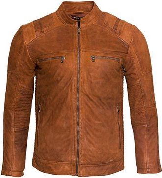 Infinity Leather Veste de Cycliste Cafe Coureur en Cuir Bronzer Clair Pour Homme XL