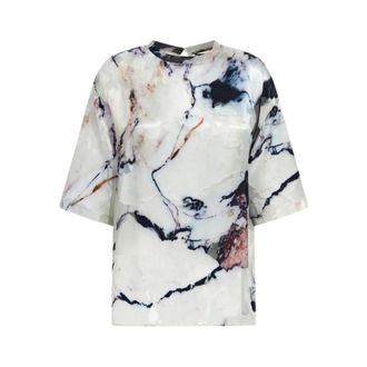 Roberto Cavalli Monochromer Marmor-Print T-Shirt - - Tops - Damen - Mehrfarbig - M