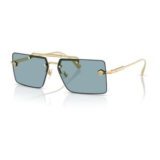 Versace Gold/Blau Sonnenbrille - - Accessories - Damen - Gelb - 60 MM