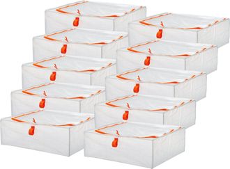 IKEA PARKLA Aufbewahrungskoffer, 55 x 49 x 19 cm, 10 St&uuml;ck, Wei&szlig;, Polypropylen, Flach zusammenlegbar, Perfekt f&uuml;r Bettw&auml;sche, Kleidung, Schuhe, saisonale D