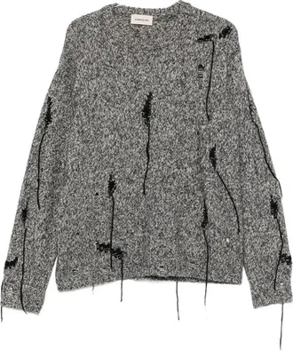 ATOMOFACTORY Distressed Marl-knit Sweater