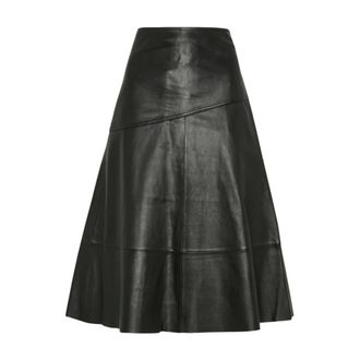 Yves Salomon Femme, Jupes, Noir, Taille: 46 FR Jupe &eacute;vas&eacute;e en cuir dagneau