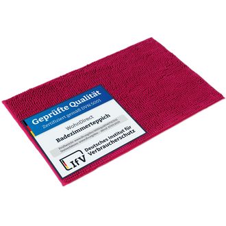 WohnDirect Badematte 70x120 cm Pink - Gro&szlig;er Badezimmerteppich XXL - Weicher Hochflor Badvorleger Lang, Saugstark & Waschbar (Versand aus DE)