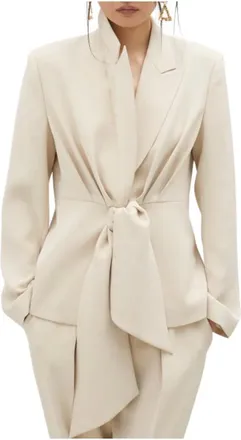 Lola Casademunt Femme, Vestes, Beige, Taille: 42 FR Americana corta nudo lateral Ms2502021