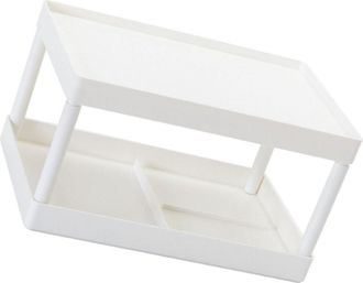 Artibetter jojofuny Doppellagiges Wei&szlig;es Desktop Organizer Regal aus Glattem Material Platzsparender Aufbewahrungsst&auml;nder f&uuml;r Make Up und B&uuml;rozubeh&ouml;r Moderner Ti