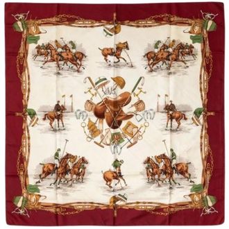 Gucci Foulard en soie Pre-owned Vintage &agrave; motif Polo - Femme - Pre-owned - Multicolore - Taille: ONE Size
