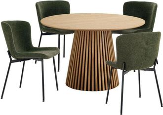 ebuy24 Osaka Essgruppe 1 Esstisch Echtholzfurnier und 4 St&uuml;hle dunkelgr&uuml;n