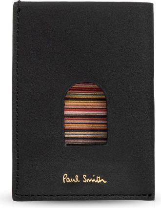 Paul Smith Homme, Accessoires, Noir, Taille: ONE Size Porte-cartes ray&eacute; en cuir