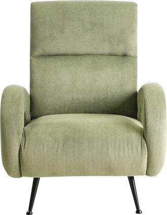 Beliani Sessel aus Cord gr&uuml;n mit schwarzen Beinen Retro Stil Svalov