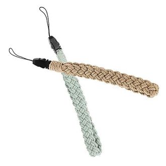 DOITOOL Cordon De T&eacute;l&eacute;phone En Coton 2 Pi&egrave;ces, Dragonne De Poignet L&eacute;g&egrave;re Et Solide, Style Champ&ecirc;tre, Taille Standard, Unisexe, Couleur Vert Clair Et Kaki Pou