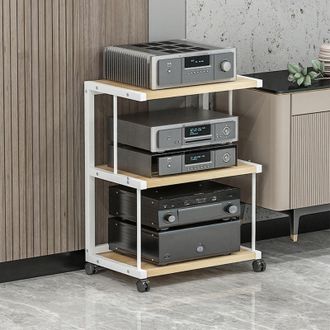 Generic HiFi Regal Stereo-Audio-Medienschrank mit 2/3/4 Ebenen HiFi Rack aus Holz & Stahl, Audio Komponentenschrank Entertainment-Cente, für Kabelbox DVD-Play