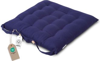 Homescapes Stuhlkissen 40x40 cm dunkelblau - Sitzkissen Outdoor/Indoor mit Baumwollbezug, Sitzpolster waschbar und Oeko-TEX-Zertifiziert f&uuml;r Esszimmer-, K&uuml;chen- 