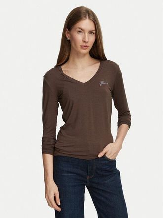 Guess Bluse W6BI56 K6890 Braun Slim Fit