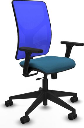 Piqueras y Crespo B&uuml;rostuhl mit 3D-Armen, h&ouml;henverstellbare Lendenwirbelst&uuml;tze, ausgestattet mit Syncro/Traslack und Schneideschaum, mit Rollen von 65 mm, Nylon, Blau/P