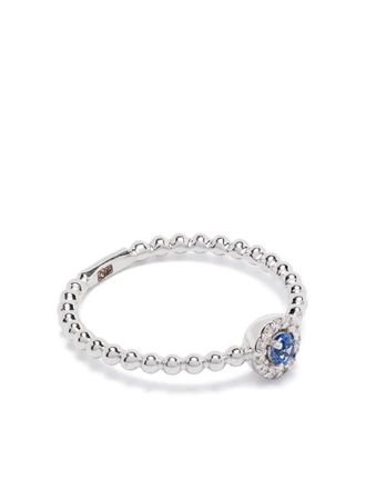 ROSEKEY bague en or blanc 18ct sertie de saphirs et pav&eacute;e de diamants - Argent