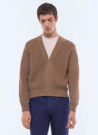 Fursac Cardigan zipp&eacute; en laine et coton - Taille XXL - Homme