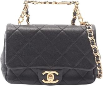 Chanel Pre-owned Mini Matelasse Top Handle Lambskin 2way Shoulder Bag - Femme - Pre-owned - Noir - Taille: ONE Size