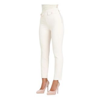Elisabetta Franchi Femme, Pantalons, Blanc, Taille: 44 FR Pantalon Slim-fit