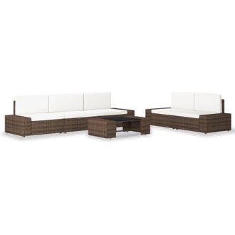 vidaXL Vidaxl - Salon de jardin 6 pcs R&eacute;sine tress&eacute;e Marron