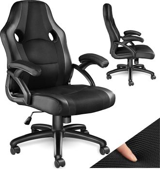 TecTake Gaming Stuhl, B&uuml;rostuhl ergonomisch, Racing B&uuml;rostuhl, Chefsessel mit Wippfunktion und Armlehnen, Drehstuhl, h&ouml;henverstellbarer Schreibtischstuhl, PC 
