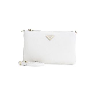 Prada Clutches - Textured Calf Leather Clutch With Zip Closure - Gr. unisize - in Wei&szlig; - f&uuml;r Damen