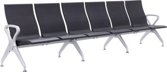 Clp Wartebank Airport-Stil Ermin, Sitzbank Flur mit Lehne, ergonomische Sitzschalen, Wartest&uuml;hle mit robustem Alu-Gestell, bis 150 kg je Sitz, Farbe:schwa