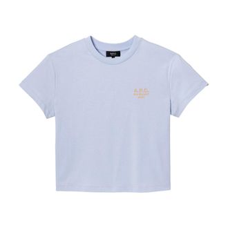 A.P.C. A.p.c., Femme, Tops, Bleu, Taille: 38 FR T-shirt imprim&eacute; &agrave; col rond