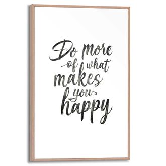 Reinders Gerahmtes Bild, Do more of what makes you happy, K&uuml;che, Poster, Wanddeko, Room Decor, MDF, Schwarz-Wei&szlig;, 30 x 20