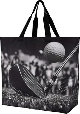Generic Golf Noir Et Blanc Sac Courses Grand Sacs De Courses D&eacute;contract&eacute; Sac Fourre-Tout Pour Gym Quotidienne Shopping