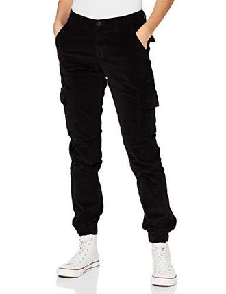 Urban Classics Pantalon Cargo pour Femme, Taille Haute, Chevilles Resserr&eacute;es, Poches lat&eacute;rales Plaqu&eacute;es, 98% Coton 2% &Eacute;lasthanne, Black, Taille 26